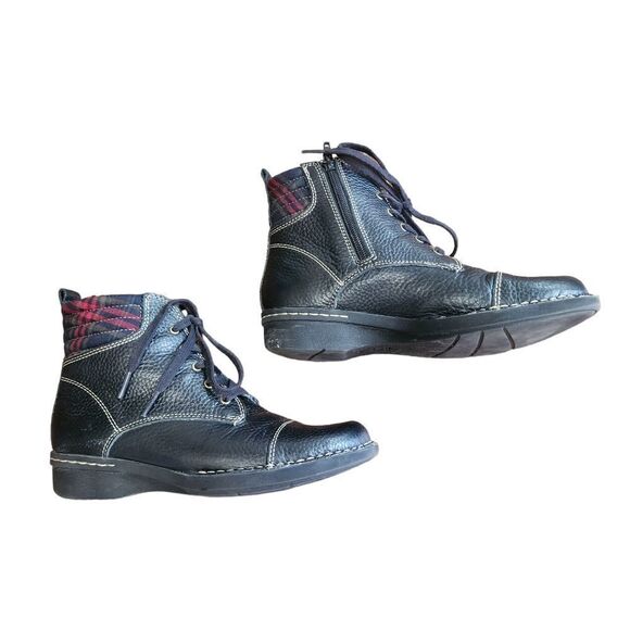 Clarks | Shoes | Clarks Whistle Bea Ankle Boots 7 Black Pebble Leather ...